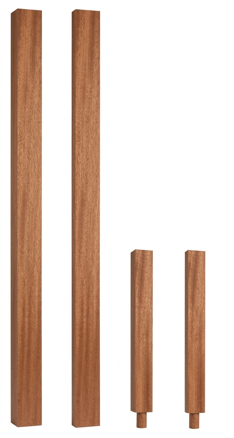Sapele Newel Posts & Caps | Dark Hardwood Staircase Posts